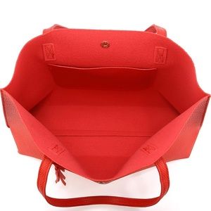 Bags | Bright Red Tote Pebbled Pu Bag | Poshmark